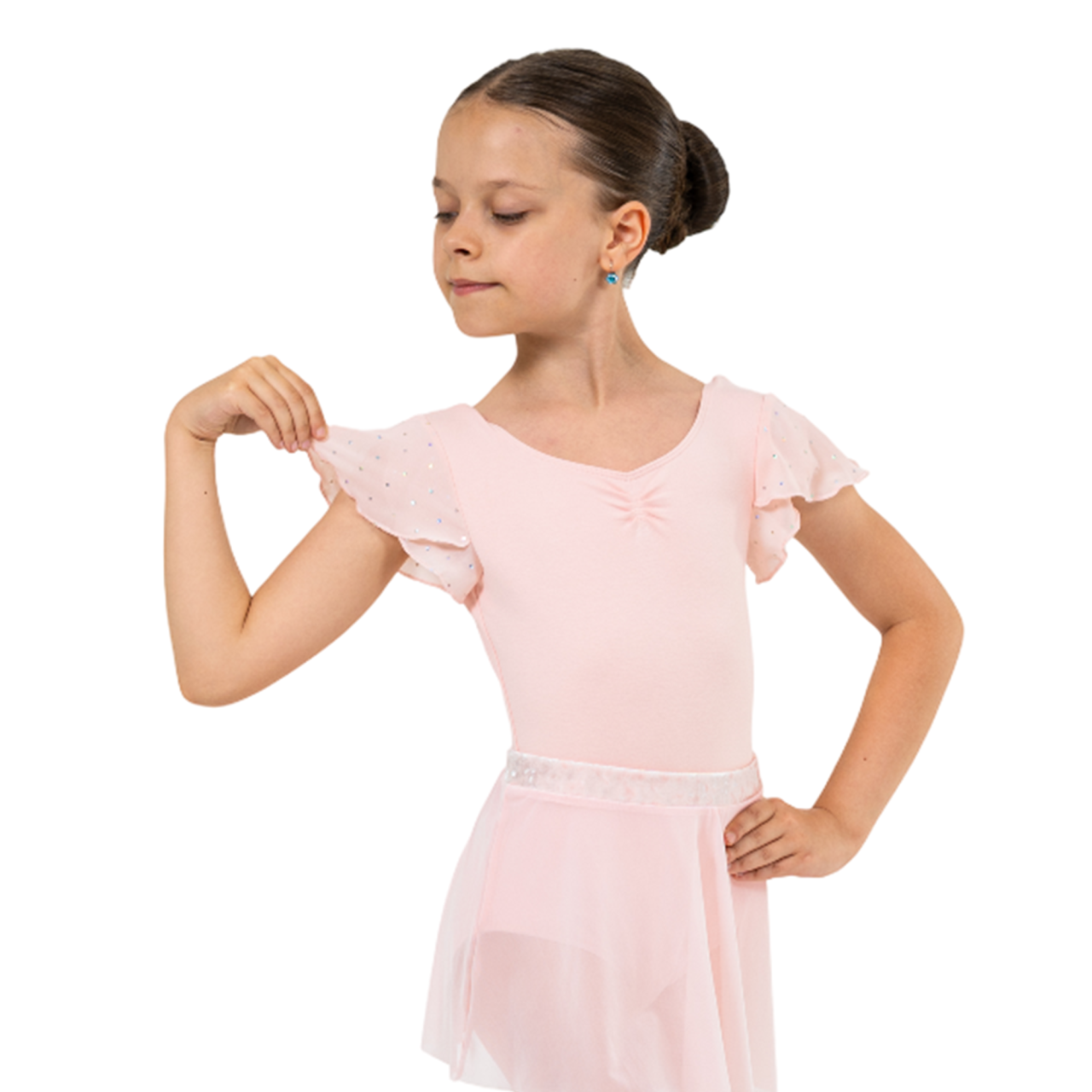 Bloch Scarlett, Girl's Leotard with Ruffle Sleeves - Light Pink Bloch ...