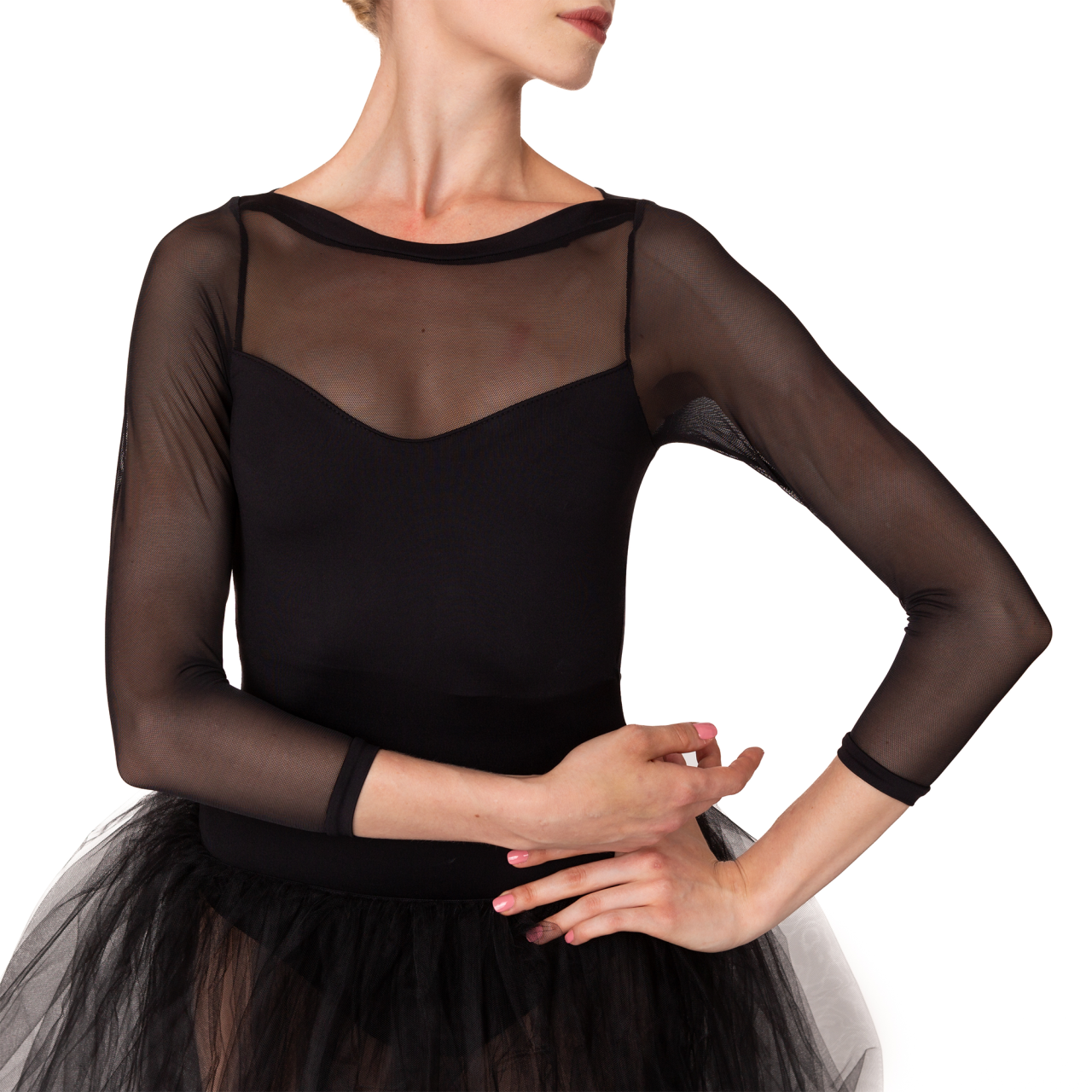 So Danca Elise, leotard with 3/4 netting sleeve | DanceMaster NET